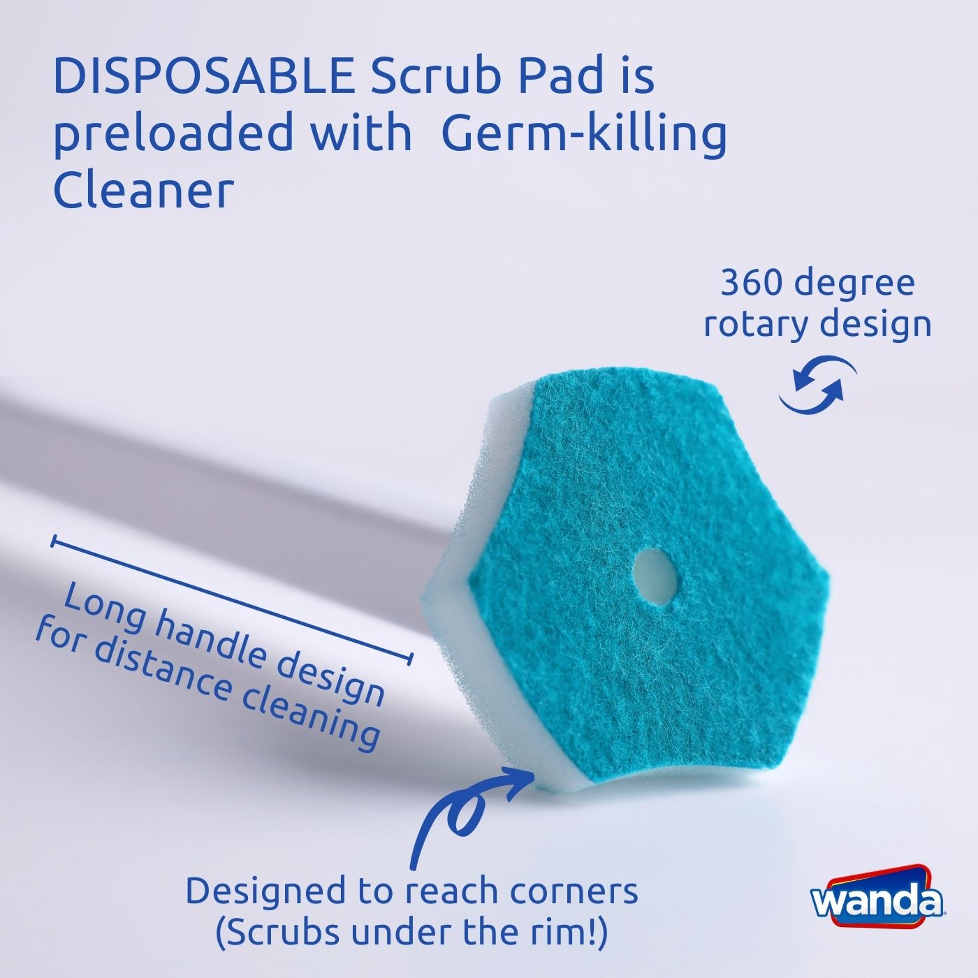 Wanda Toilet Cleaning System Set with FREE 8 Disposable Scrub Pad Refi ...